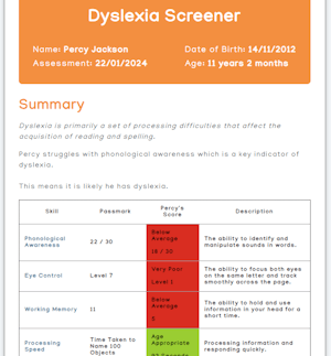 Dyslexia Screener - Beyond Phonics